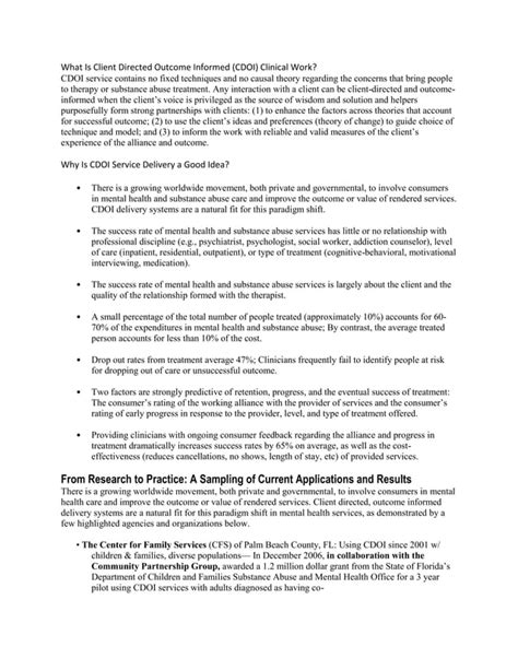 What Is Client Directed Outcome Informed Docx Physical Therapy