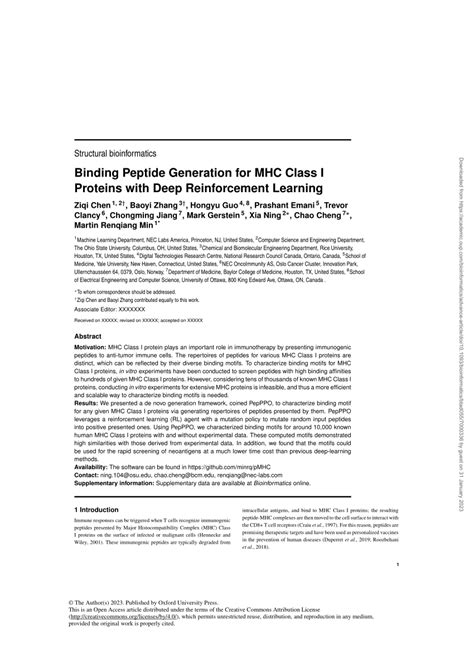 Pdf Binding Peptide Generation For Mhc Class I Proteins With Deep