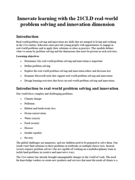 Innovate Learning With The 21cld Real World Problem Solving And
