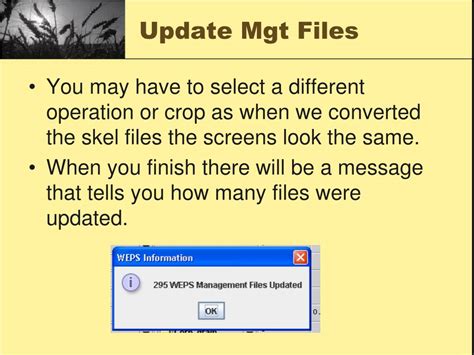 Ppt Convert Rusle Mgt To Weps Skel Files And Update Mgt Data Files Powerpoint Presentation Id