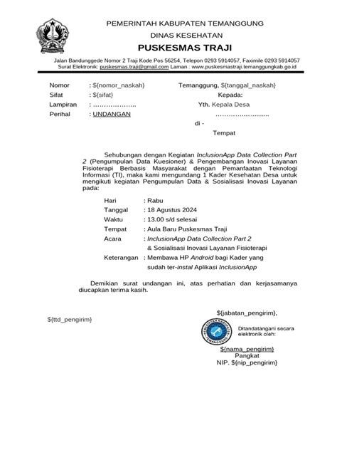 Surat Undangan Inclusionapp Data Collection Part 2 And Sosialisasi