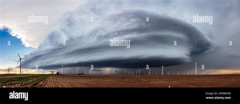 Scenic Texas Landscape With A Dramatic Supercell Thunderstorm Cloud