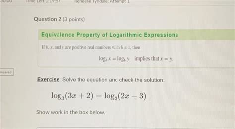 solved equivalence property of logarithmic expressions if