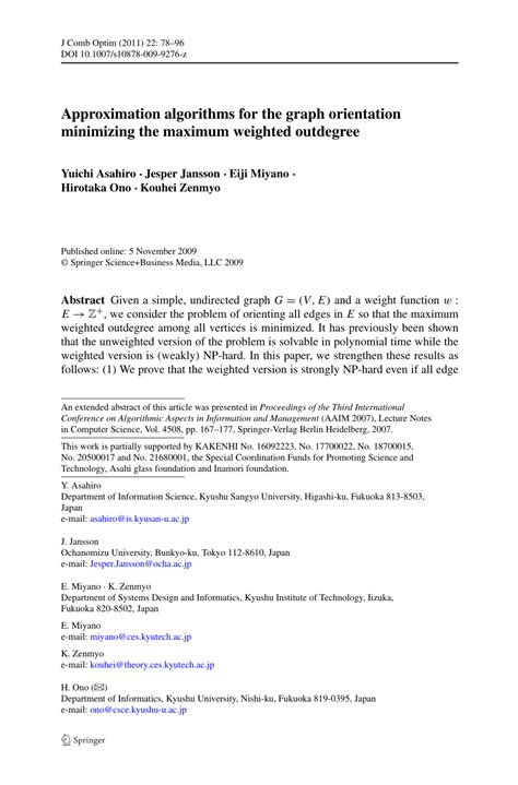 PDF Approximation Algorithms For The Graph Orientation Minimizing The