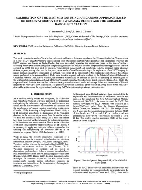 Calibration Of The Ssot Mission Using A Vicarious Approach Based On Observations Over The