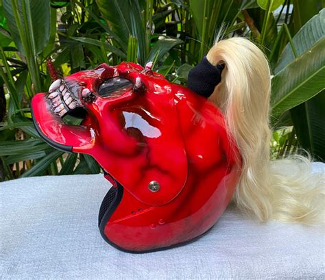 Skull Helmet Mortal Kombat Helmet Helmet With Ponytail Goro Style