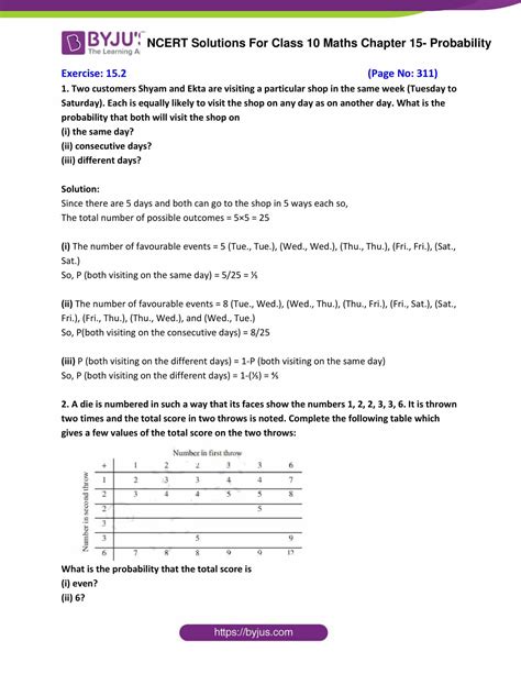 Ncert Solutions For Class 10 Maths Chapter 15 Probability