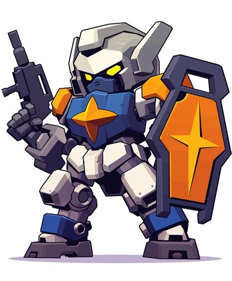 Free Vector Cartoonstyle Mecha Character Designed In The Style Of Chibi Characters Premium Ai