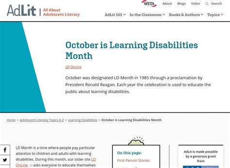 Ad lit.org: October Is Learning Disabilities Month Article for 9th ...