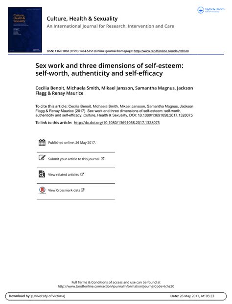 Pdf Sex Work And Three Dimensions Of Self Esteem Self Worth