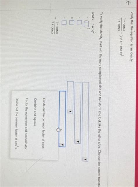Solved Verify That The Equation Is An Identity Chegg Com