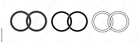 Two Interlocking Circle Vector Illustration Set Isolated On White Stock