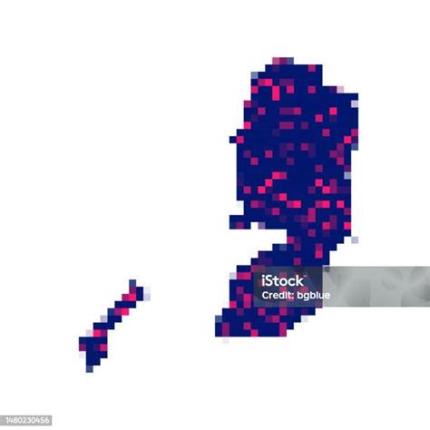Palestinian Territories Map In Pixels On White Background Stock