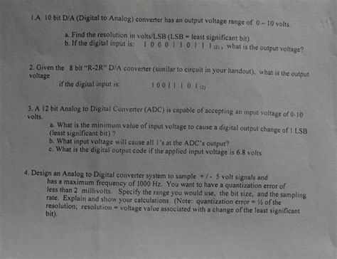 Solved La 10 Bit Da Digital To Analog Converter Has An