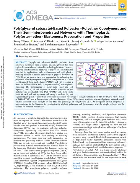 Pdf Polyglycerol Sebacate Based Polyesterpolyether Copolymers And
