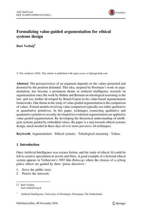 Pdf Formalizing Value Guided Argumentation For Ethical Systems Design