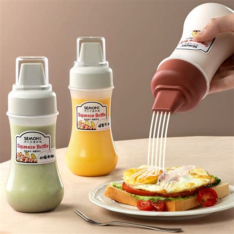 Clear Condiment Squeeze Bottles With Lid 5 Holes For Ketchup Mustard