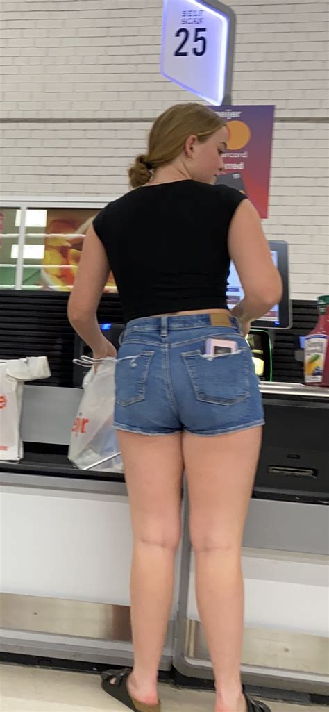 Cute Redhead In Jean Shorts At Checkout Short Shorts And Volleyball Forum