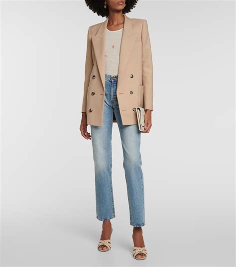 Cassandre Ribbed Knit Wool Tank Top In Beige Saint Laurent Mytheresa