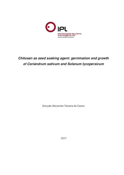 PDF Chitosan As Seed Soaking Agent Germination And Growth Of