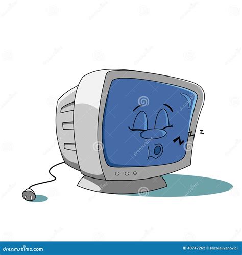Cartoon Sleeping Monitor Stock Vector Illustration Of Display 40747262