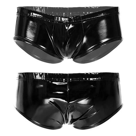 Herren Wetlook Boxershorts Lack Leder Dessous Bulge Pouch Unterhosen