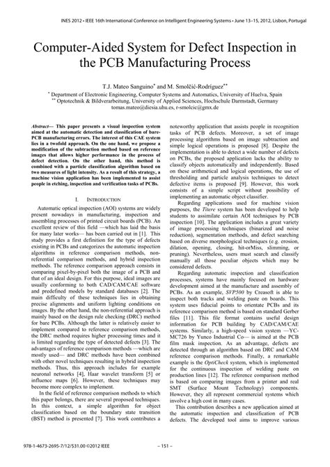 Pdf Computer Aided System For Defect Inspection In The Pcb Manufacturing Process