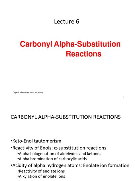 Lecture 6 Co Alpha Substitution Pdf Ketone Ester