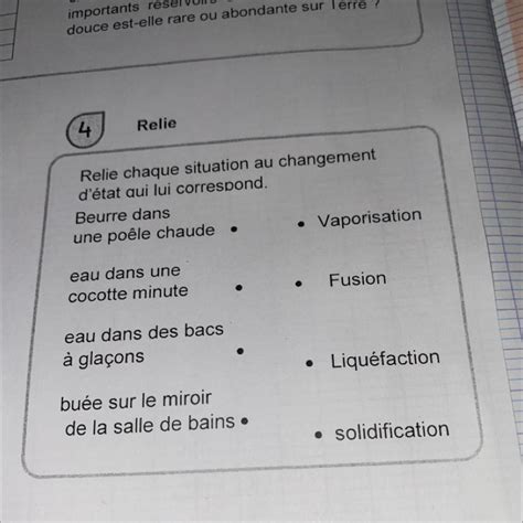 Relie chaque situation au changement d état qui lui correspond Beurre