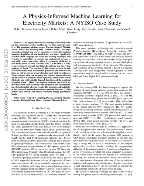 A Physics Informed Machine Learning For Electricity Markets A Nyiso