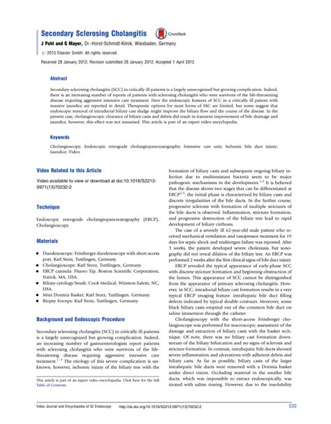 Pdf Secondary Sclerosing Cholangitis