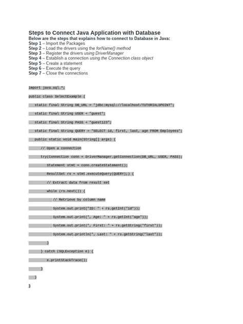 Steps To Connect Java Application With Database Pdf