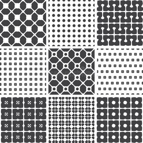 Set Of Monochrome Geometric Seamless Universal Patterns Tiling Stock Vector Illustration Of