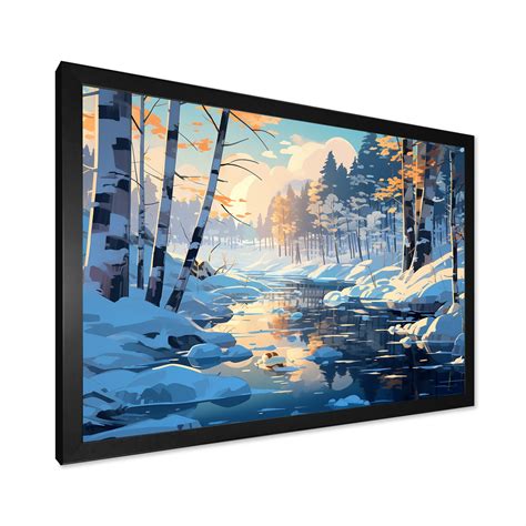 Millwood Pines Snowy Winter Landscape River Sunrise Winter Landscape