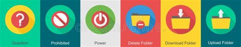 A Set Of 6 User Interface Icons As Question Prohibited Power Stock Vector Illustration Of