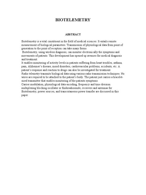 Biotelemetry Pdf Modulation Telemetry