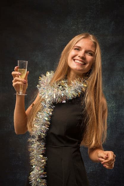 Free Photo Beautiful Woman Celebrating New Year Concept