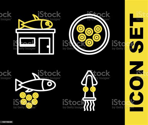 皿にキャビアタコキャビアと魚シーフード店のアイコンを設定しますベクトル おやつのベクターアート素材や画像を多数ご用意 おやつ