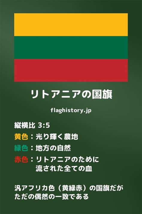 リトアニア国旗の意味や由来、汎アフリカ色の理由をわかり易く説明
