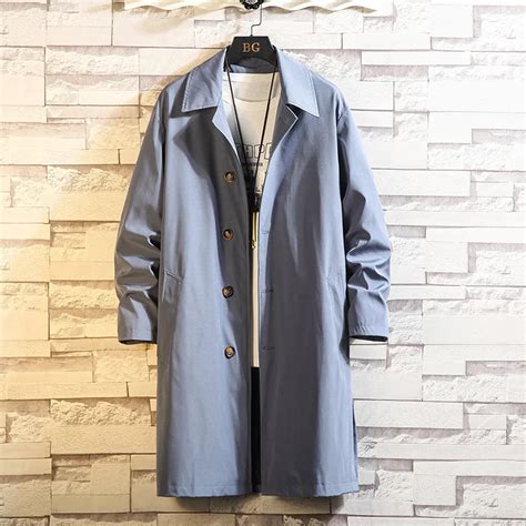Gabardina Larga Con Botonadura Para Hombre Abrigo De Gran Tama O Estilo