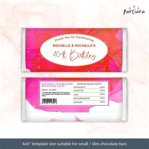 Hot Pink Candy Label Template Tropical Birthday Party Favors Printable