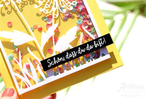 Sonnige Schüttelkarte mit lasergeschnittenem Papier STEMPEL EINFACH