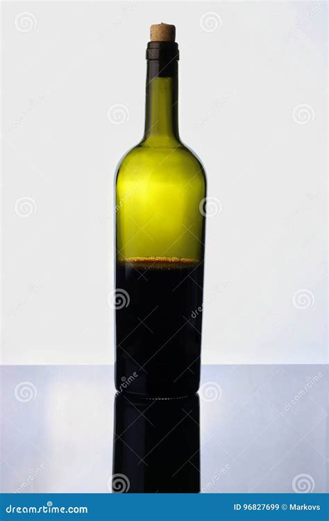 Half Empty Red Wine Bottle On White Stock Image Image Of Figure
