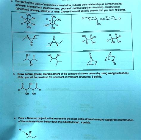 Solved For Each Of The [ Isomers Pairs Of Molecules Shown Below Indicate Their Relationship