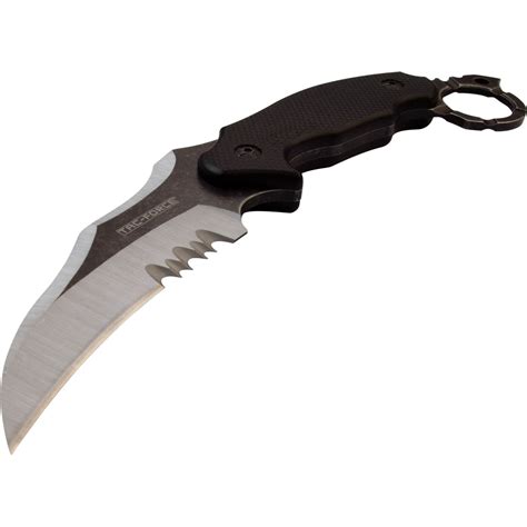 4 Serrated Silver Blade Full Tang Combat Tactical Karambit