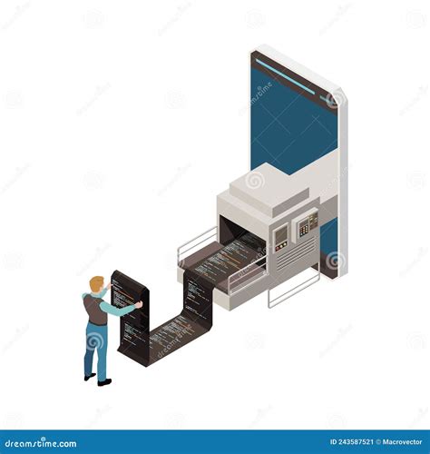 Conveyor Programming Conceptual Composition Stock Vector Illustration