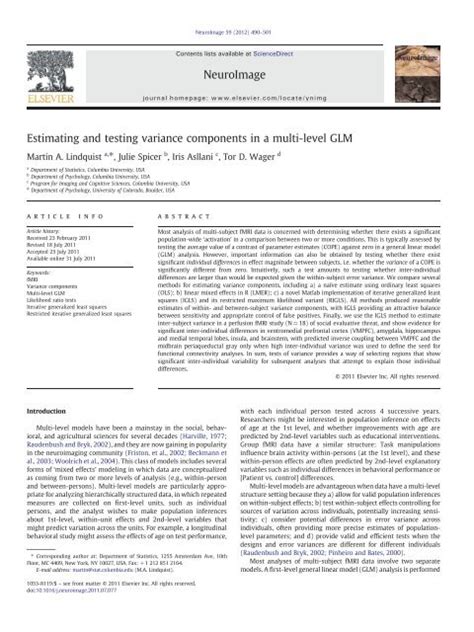 Estimating And Testing Variance Components In A Multi Level Glm