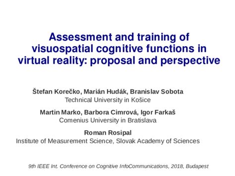 Pdf Assessment And Training Of Visuospatial Cognitive Functions In