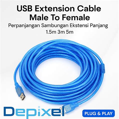Jual Kabel Usb Extension Male To Female Perpanjangan Sambungan Ekstensi Panjang M M M