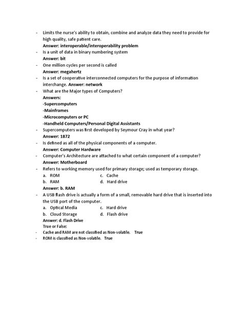 Computer Hardware Questions Pdf